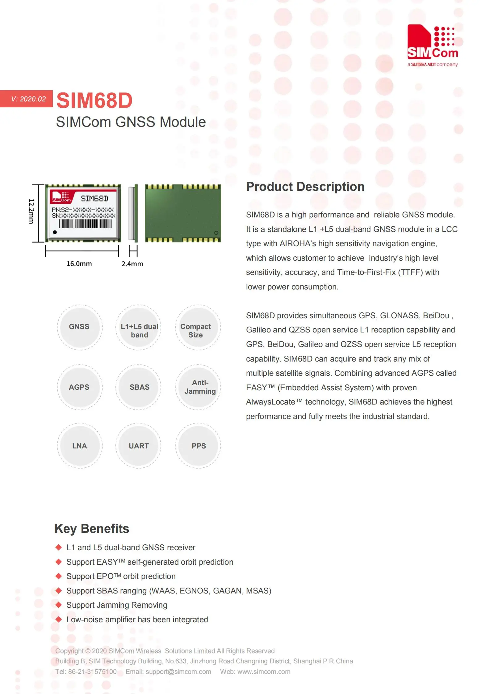 SIM68D GPS Module - Precision and Reliability for Navigation