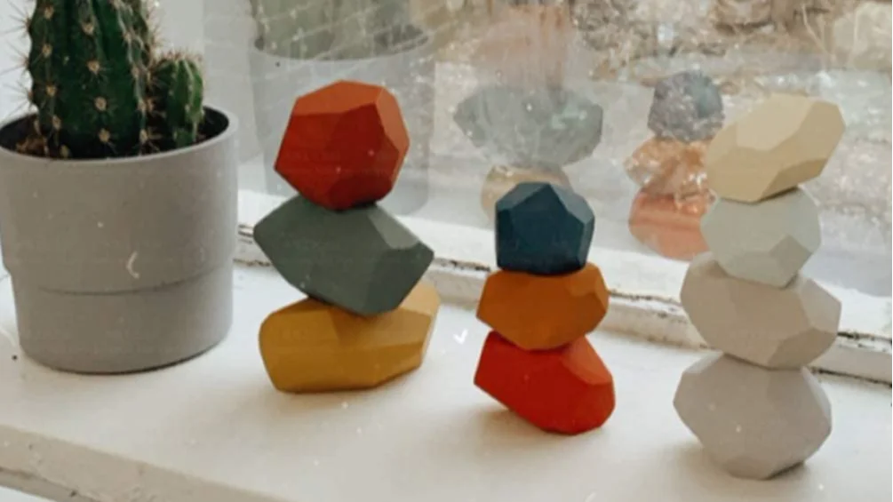 Wooden Sorting Stacking Balancing Stone Rocks Rock Blocks Educational ...