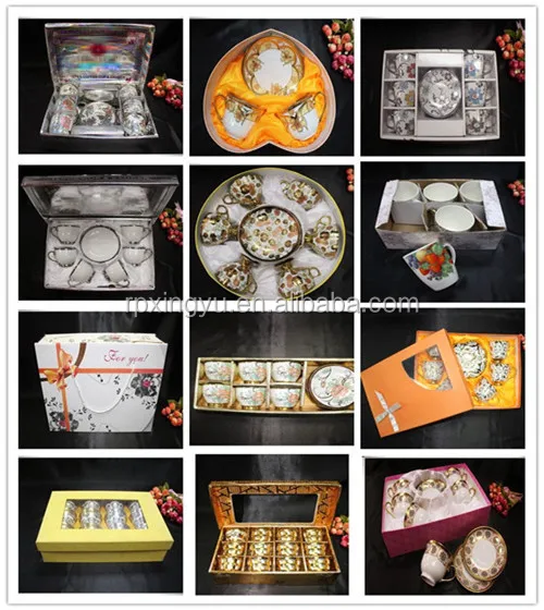 Cheap Price Porcelain Cawa Cup Set - 12pcs Golden Arabic Kawa Cups