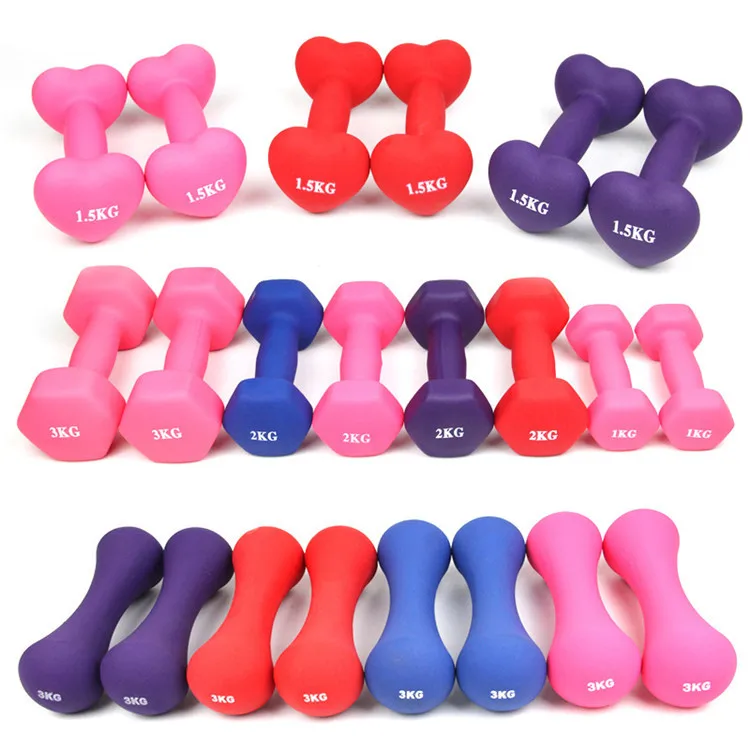 Cute Workout Girl Fitness Women Neoprene 10kg Plastic Coated Dumbbell ...