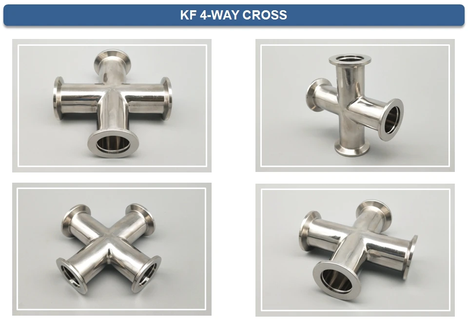 KF16 KF25 KF40 KF50 Stainless Steel KF 4-way Vacuum Cross of Vaccuum ...