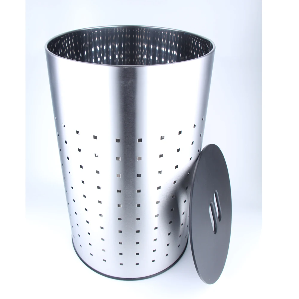 35l / 46l / 50l Stainless Steel Laundry Bin With Lid Laundry Cloths ...