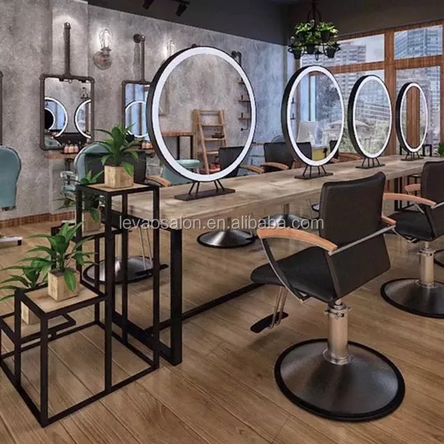 Led Round Mirror Station Double Sided Salon Styling Station