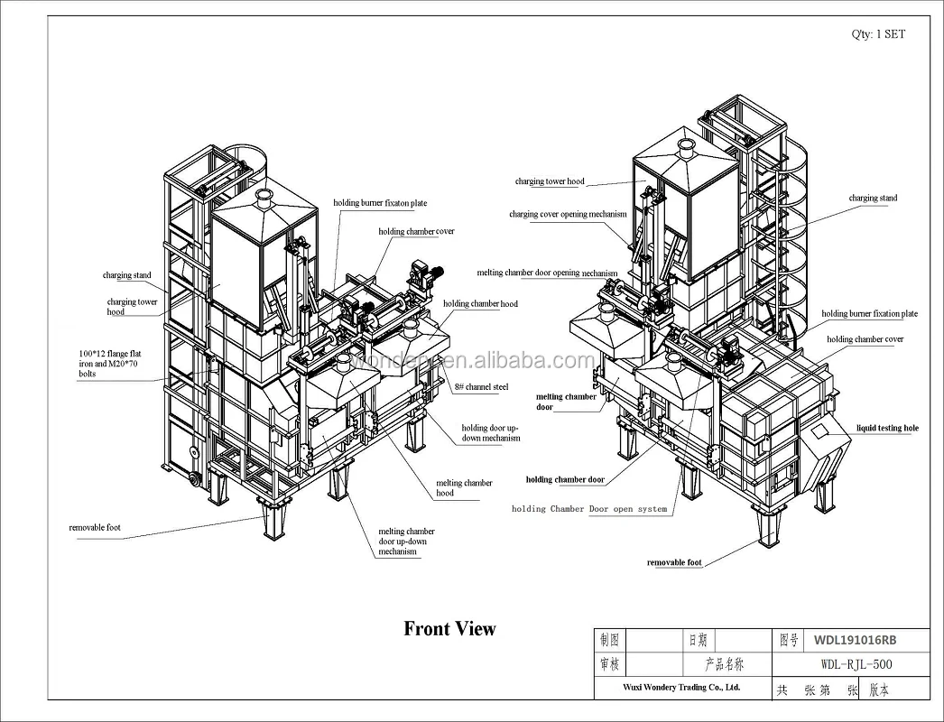 Reverberatory Natural Gas Fired Continuous Aluminum Smelting Furnace