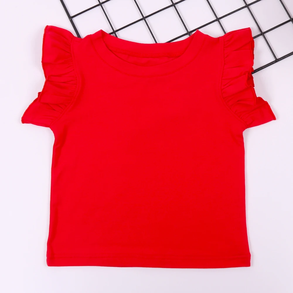 Toddlers Ruffle Tee Shirts Plain Baby Kids Causal Top Shirts Solid ...