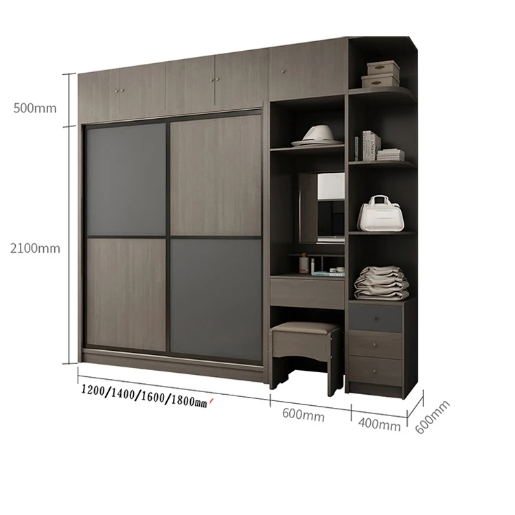 Double Color Bedroom Fitted Wooden Detachable Wardrobe Design Pictures