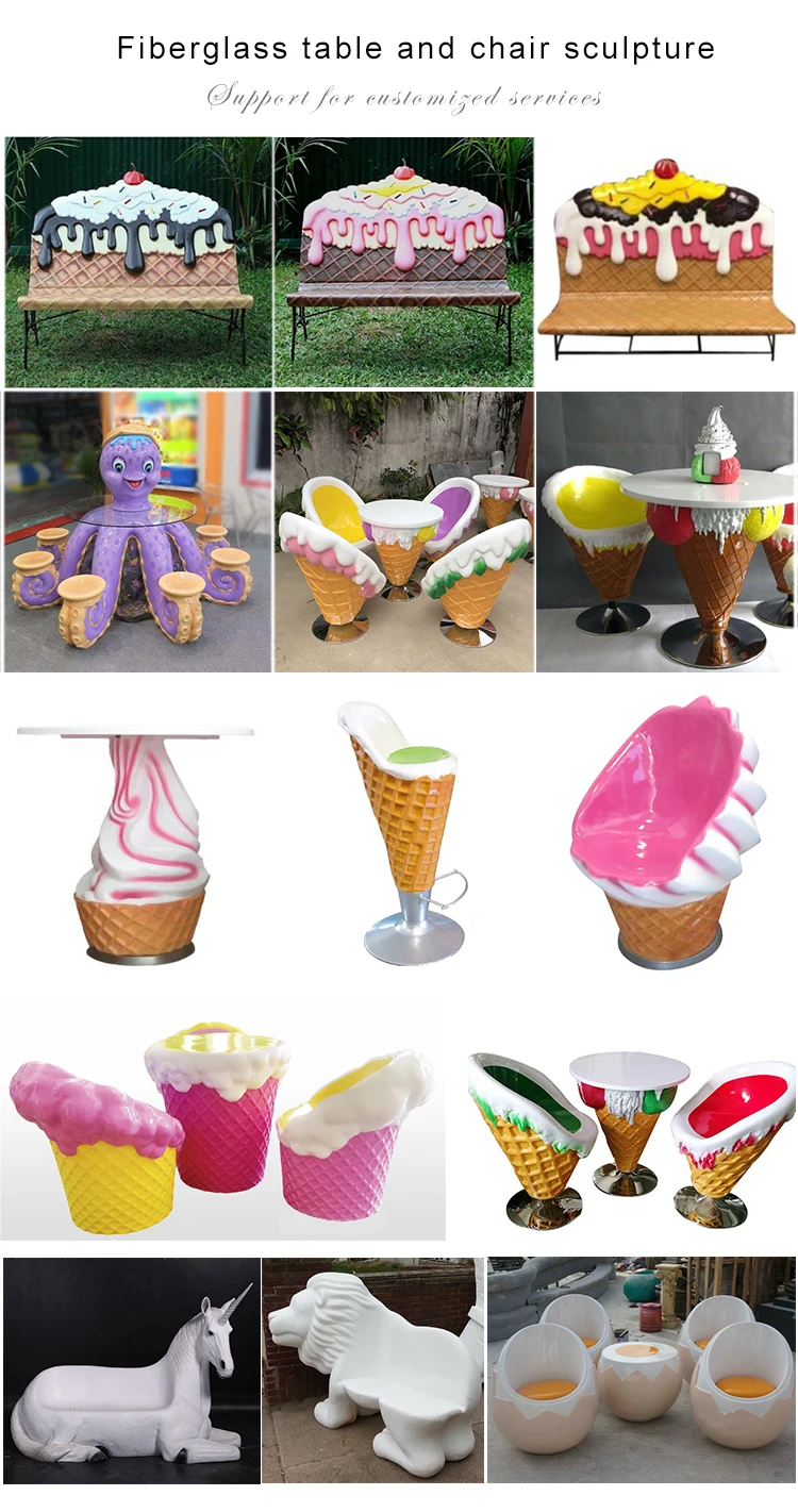 Modern Mall Decoration Fiberglass Ice Cream Dining Table Resin Table ...