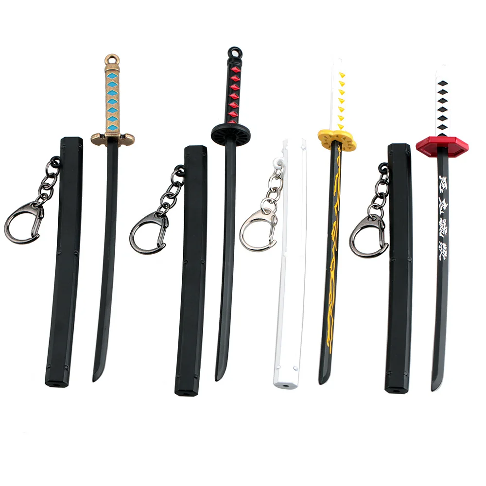 Metal Anime Demon Slayer Kimetsu No Yaiba Black Sword Weapon Keychain ...