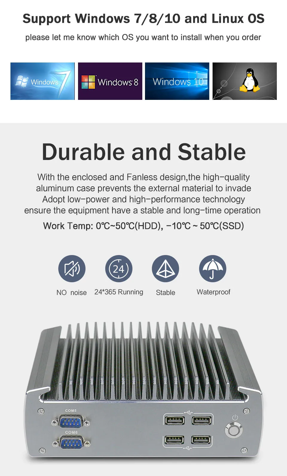 Partaker Fanless Industrial Intel Core 6th Gen I3 6100U I5 6200U I7 ...