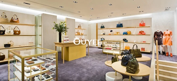Luxury Handbag Store Interior Design - Gold Stainless Steel