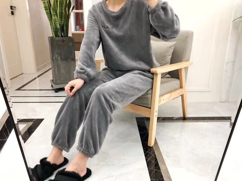 Wholesale Winter&spring Cashmere Pajamas Fleece Women Long Sleeves ...