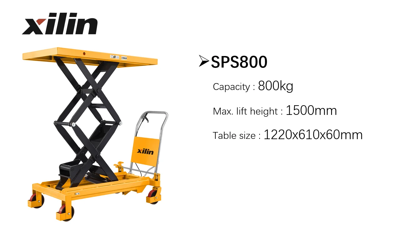 Xilin 800KG Hydraulic Double Scissors Lift Table - Durable & Efficient