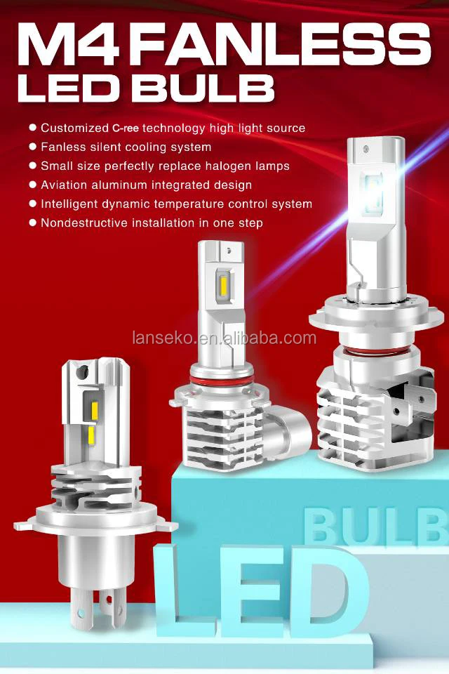 2020 Auto Car Bulbs M4 LED Headlights H4 H7 H11 12V Plug and Play