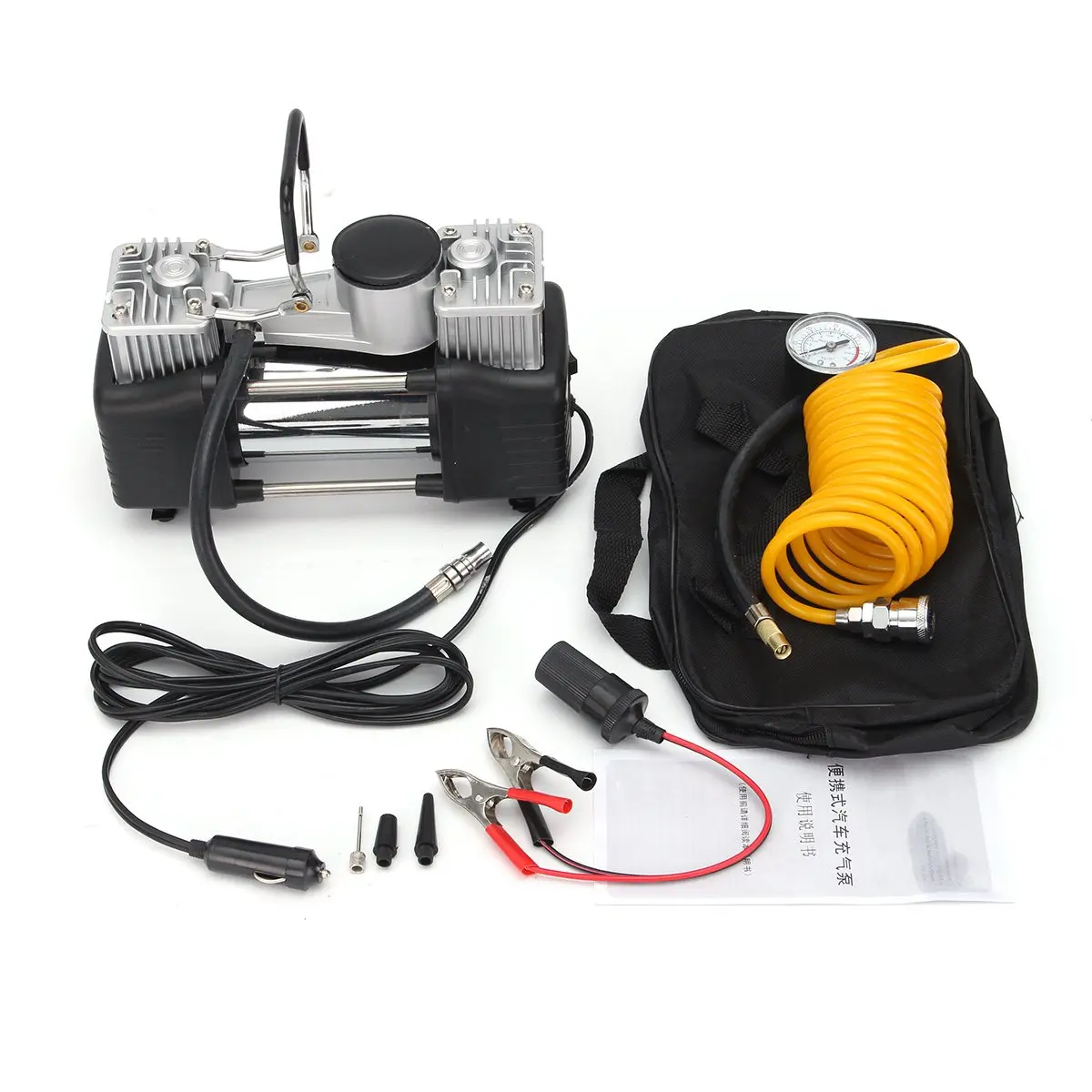 Double Cylinder Inflator Pump 12v Portable Inflator Car Tire Pump Air ...