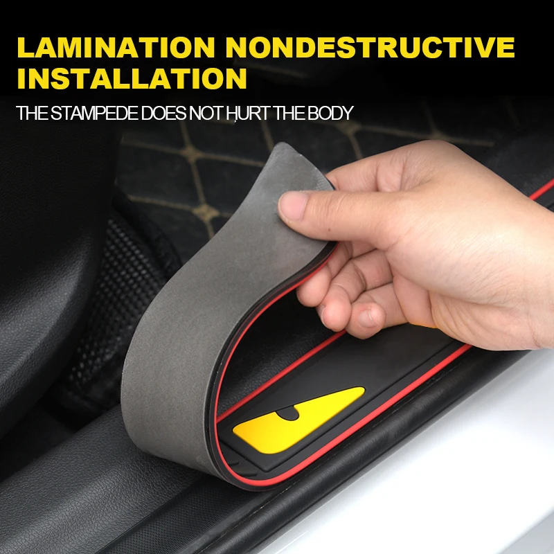 Car Door Plate Guard With Black Pvc Sift Rubber Front Rubber 4pcs/set ...