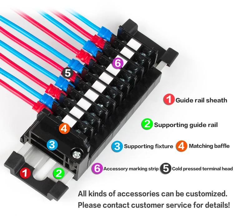 Black Din Rail Terminal Block TBR-10 Brass Conductor Din Rail Mounted ...