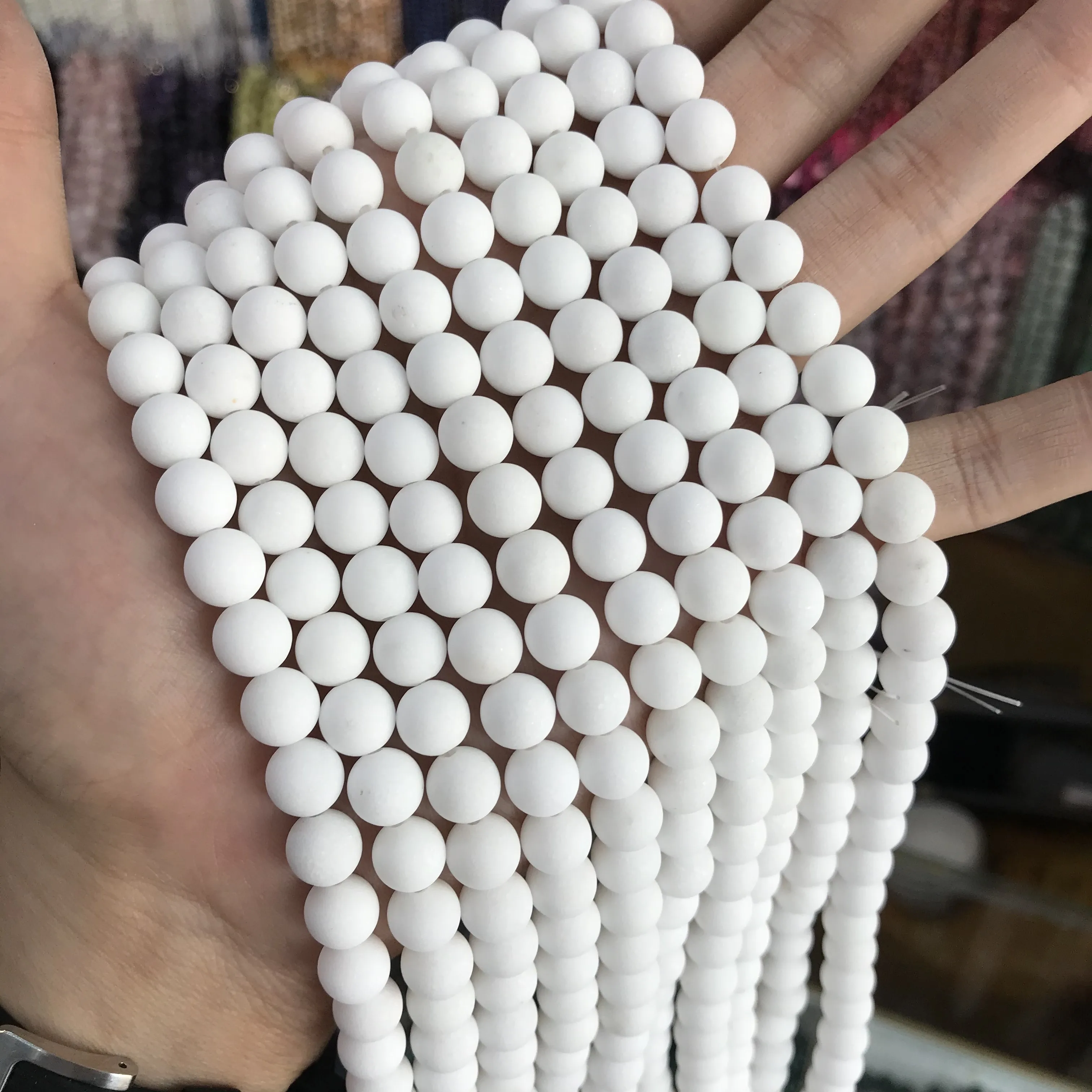 Matte Natural White Stone Wholesale Loose Round 4/6/8/10/12mm Beads ...