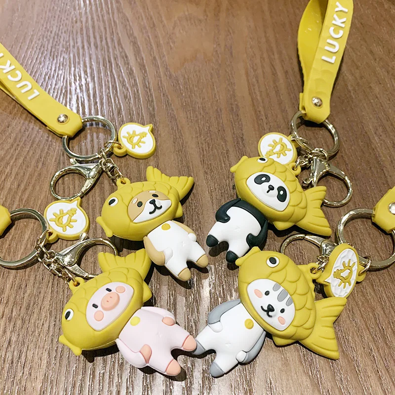 High Quality 3d Cartoon Taiyaki Anime Keychain Soft Rubber Pvc Taiyaki ...