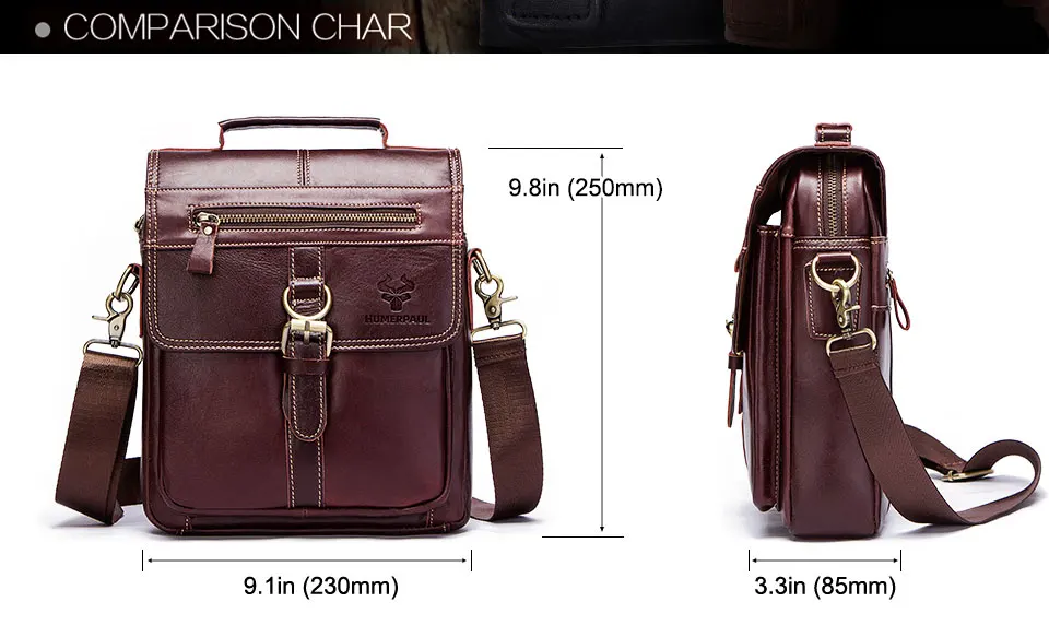 HUMERPAUL Small Genuine Leather Bags for Men High Quality Travel Cross ...