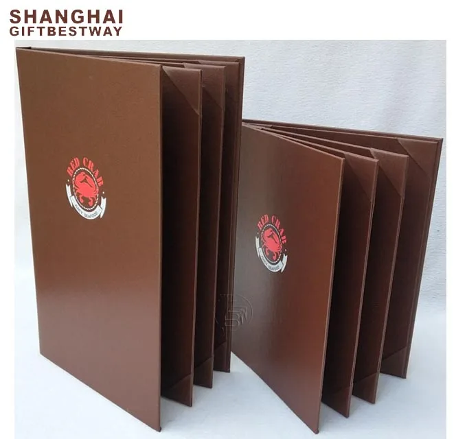 High Quality 6 Panels Food Menu in English - Black PU Leather