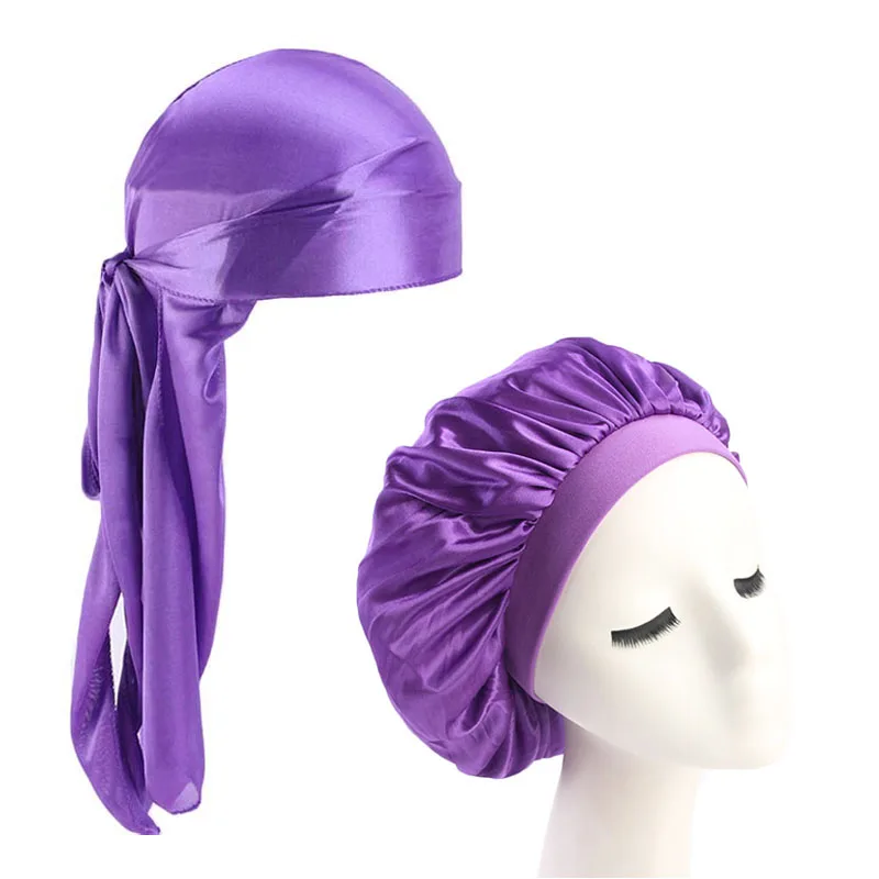 Wholesale 2pcs Set Du Rag Do Rag Sleep Cap Plain Solid Doo Rag Couple ...