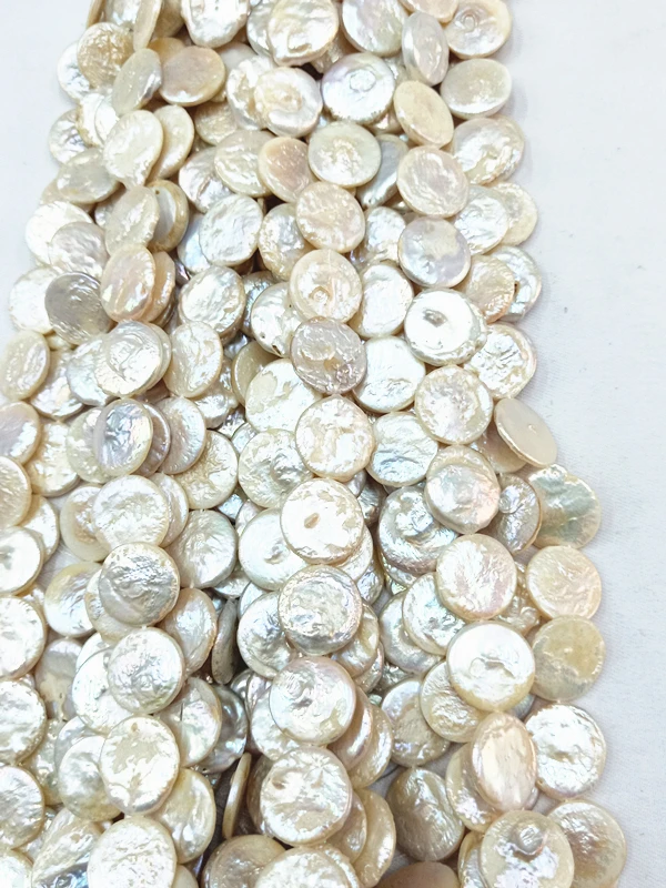 18mm Natural Flat Coin Freshwater Pearls Loose White Large Thick ...