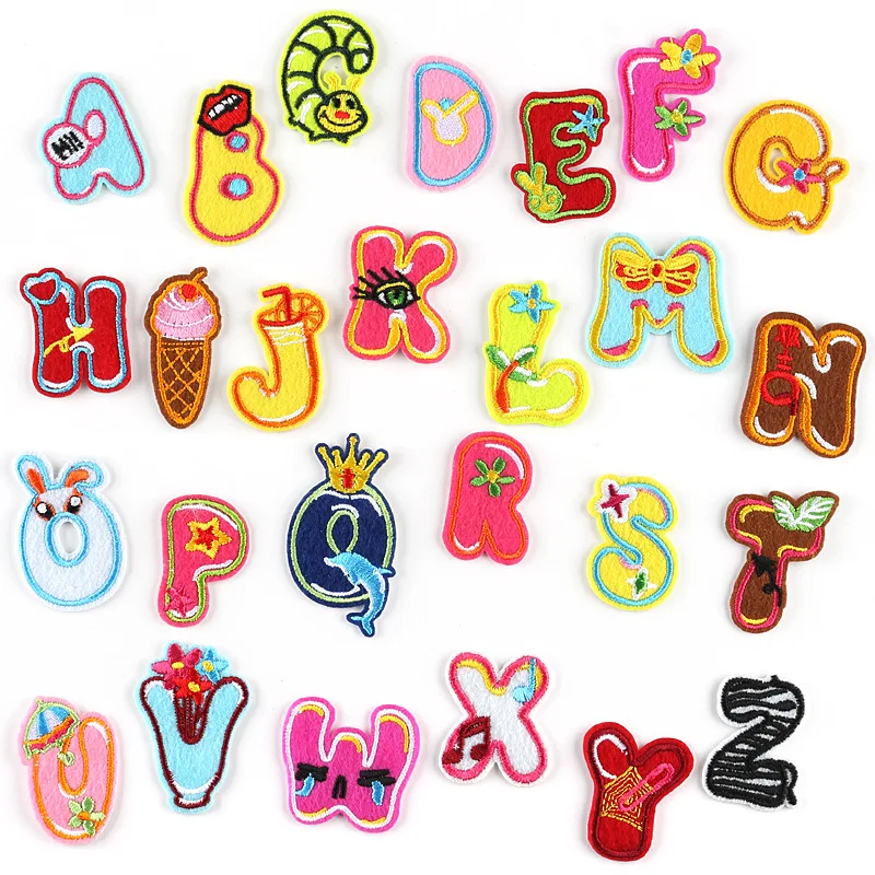 Small Iron on Embroidered Alphabet Patches 1 Inch A-Z Letter Colorful ...