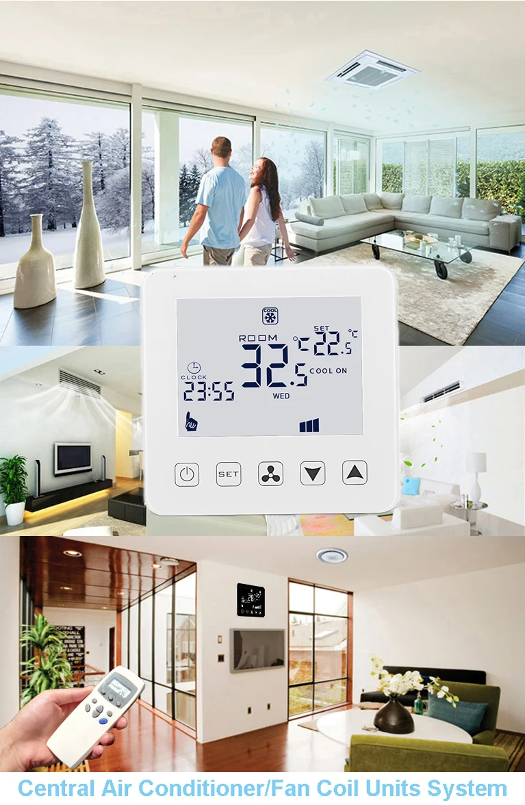 Wall-mounted Digital Thermostat for Hotel Room HVAC Systems