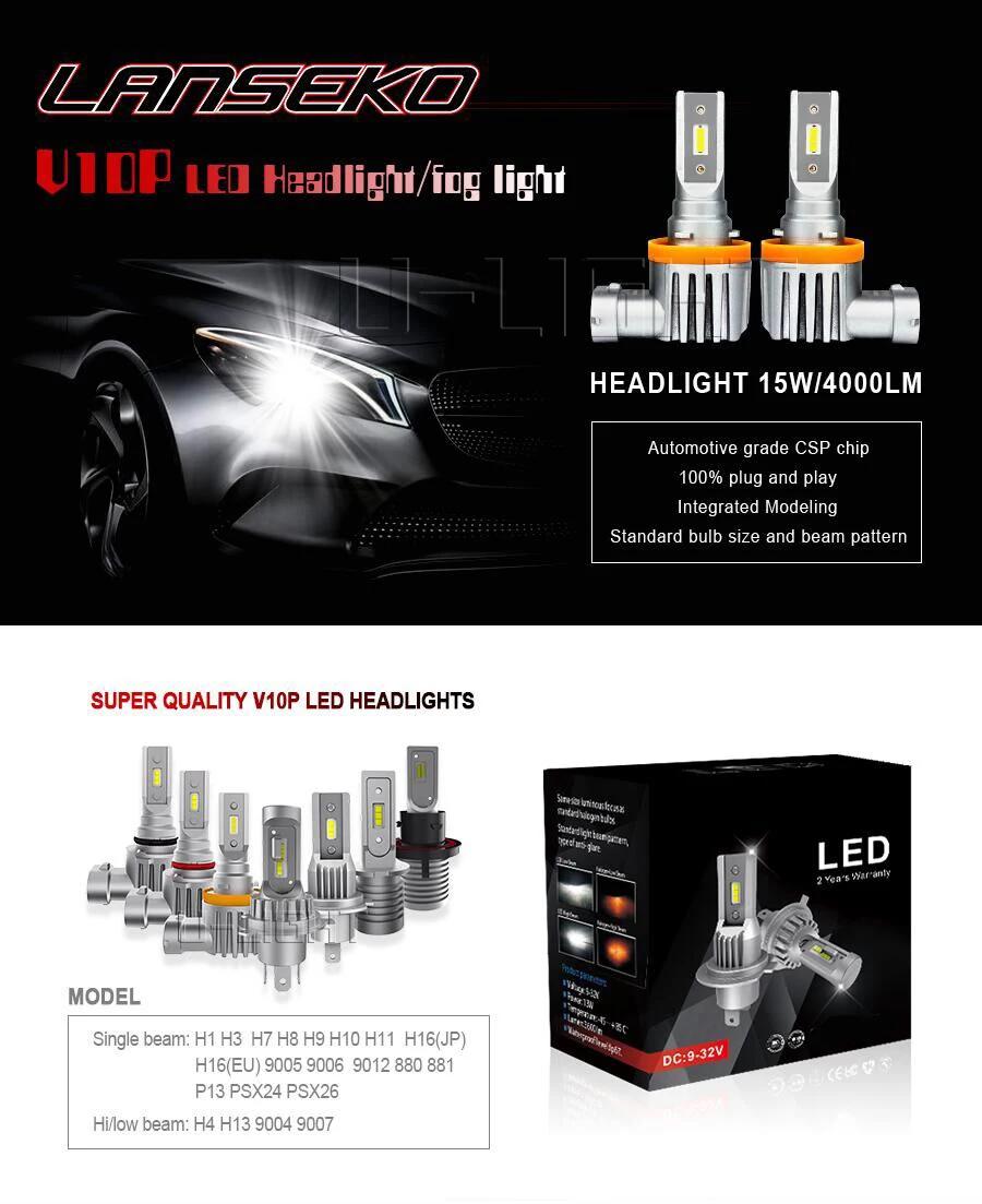 High Quality V10p Led Headlight Kit 881 H27 With Import Csp Chip 15w ...