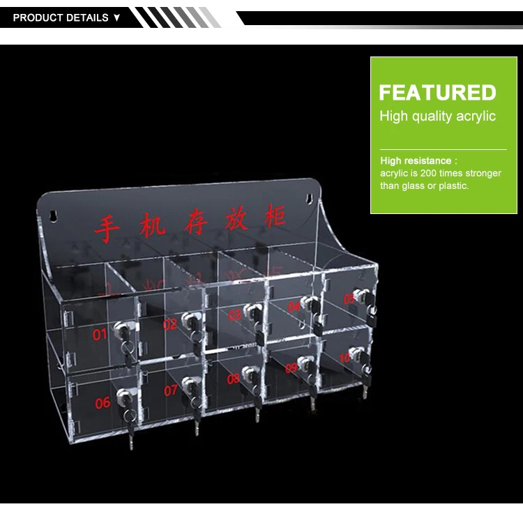 Transparent Acrylic Mobile Phone Locker - Secure Storage