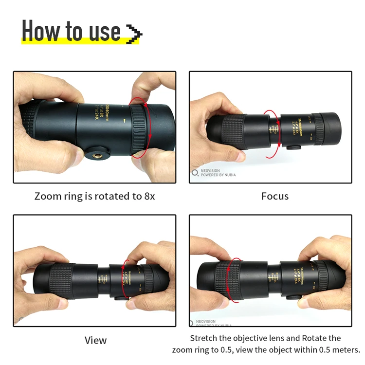 SECOZOOM Super Telephoto Zoom Telescope 10-300x40 Monocular 300x for Adults