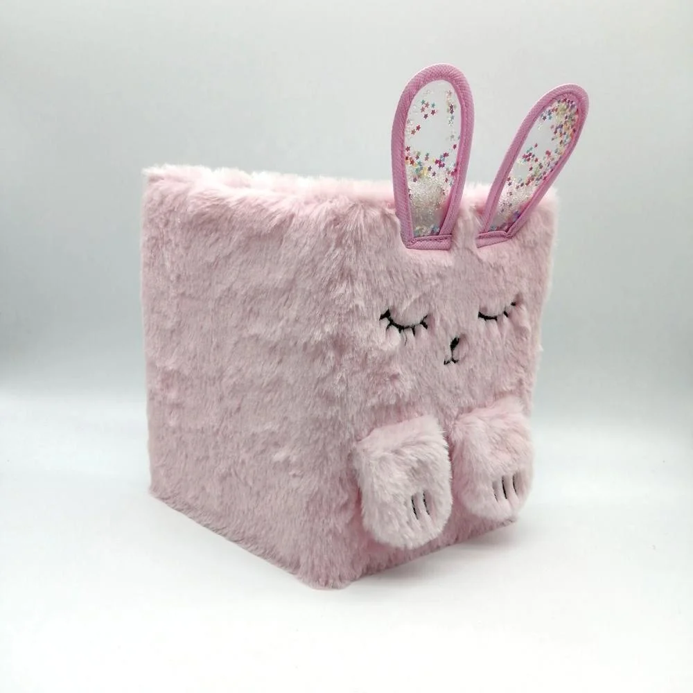 Custom Design Cute Rabbit Fluffy Plush Notebook For Kids - Buy Fluffy ...