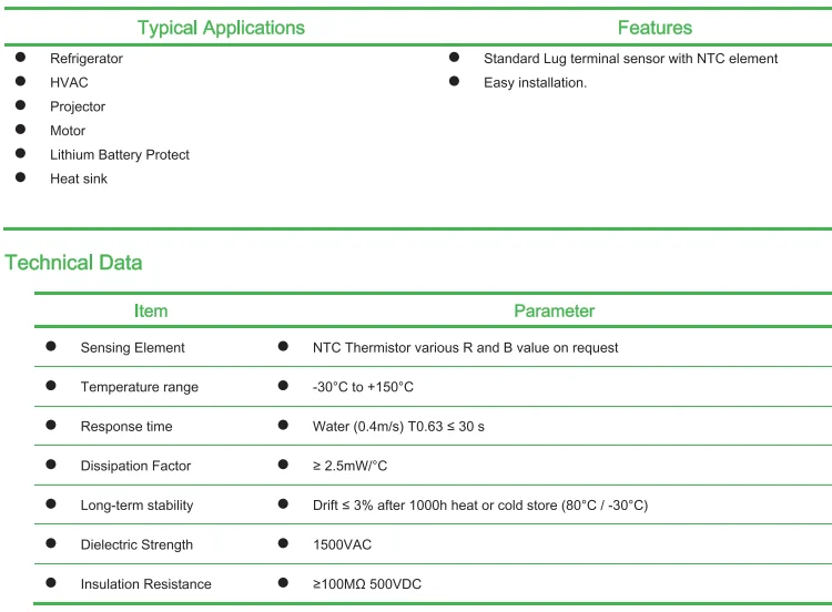 Surface Ntc Temp Sensor Electric Motor 10k 50k Thermistor Customized ...