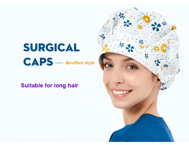 Operating Room Nurse Surgical Woven Bouffant Cap Hat for Long Hair