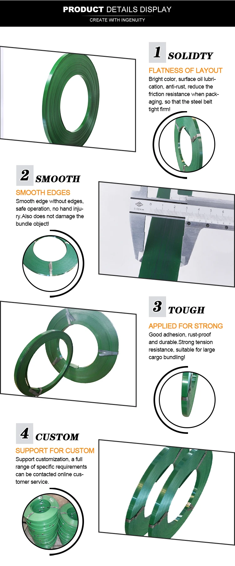 0.5*16mm Green Painted Waxed Steel Strapping Steel Straps Metal ...