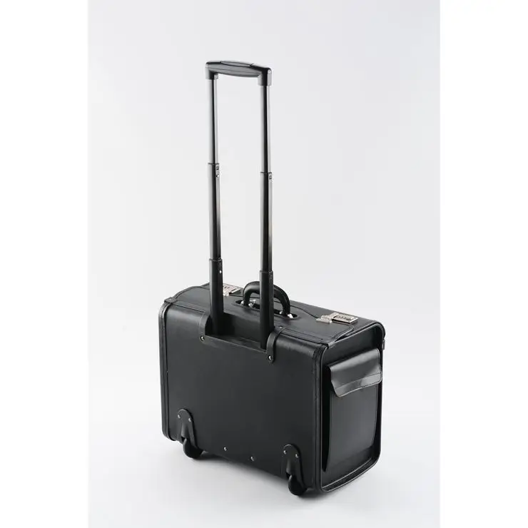 New Design Journal Wheeled Leather Pilot Briefcase Rolling Attache Case ...