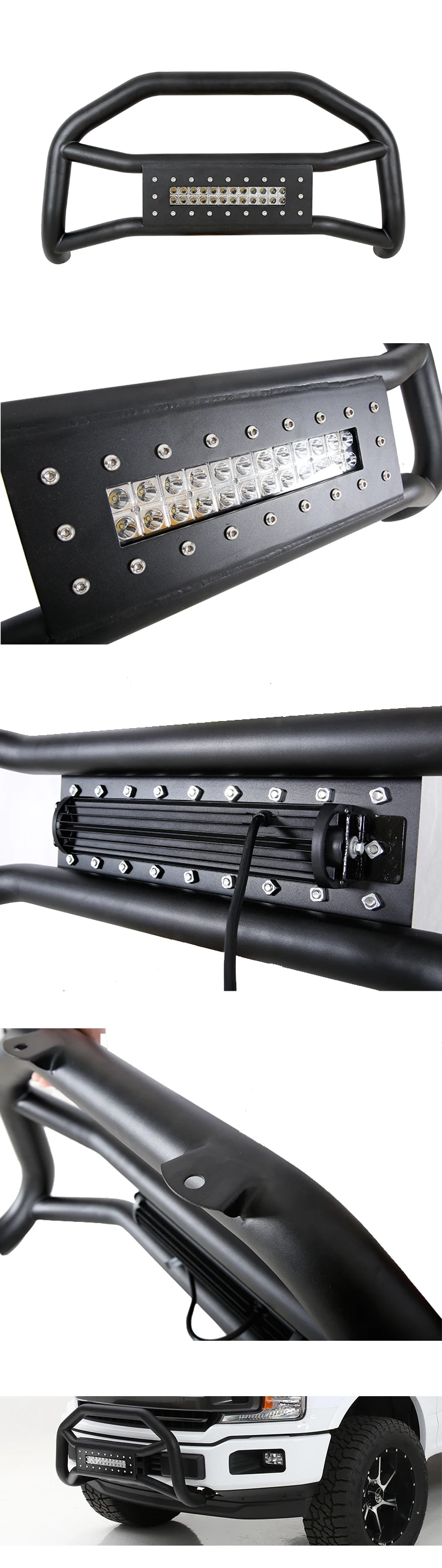 Universal Bull Bar Fit Pickup Truck - Black Front Bumper
