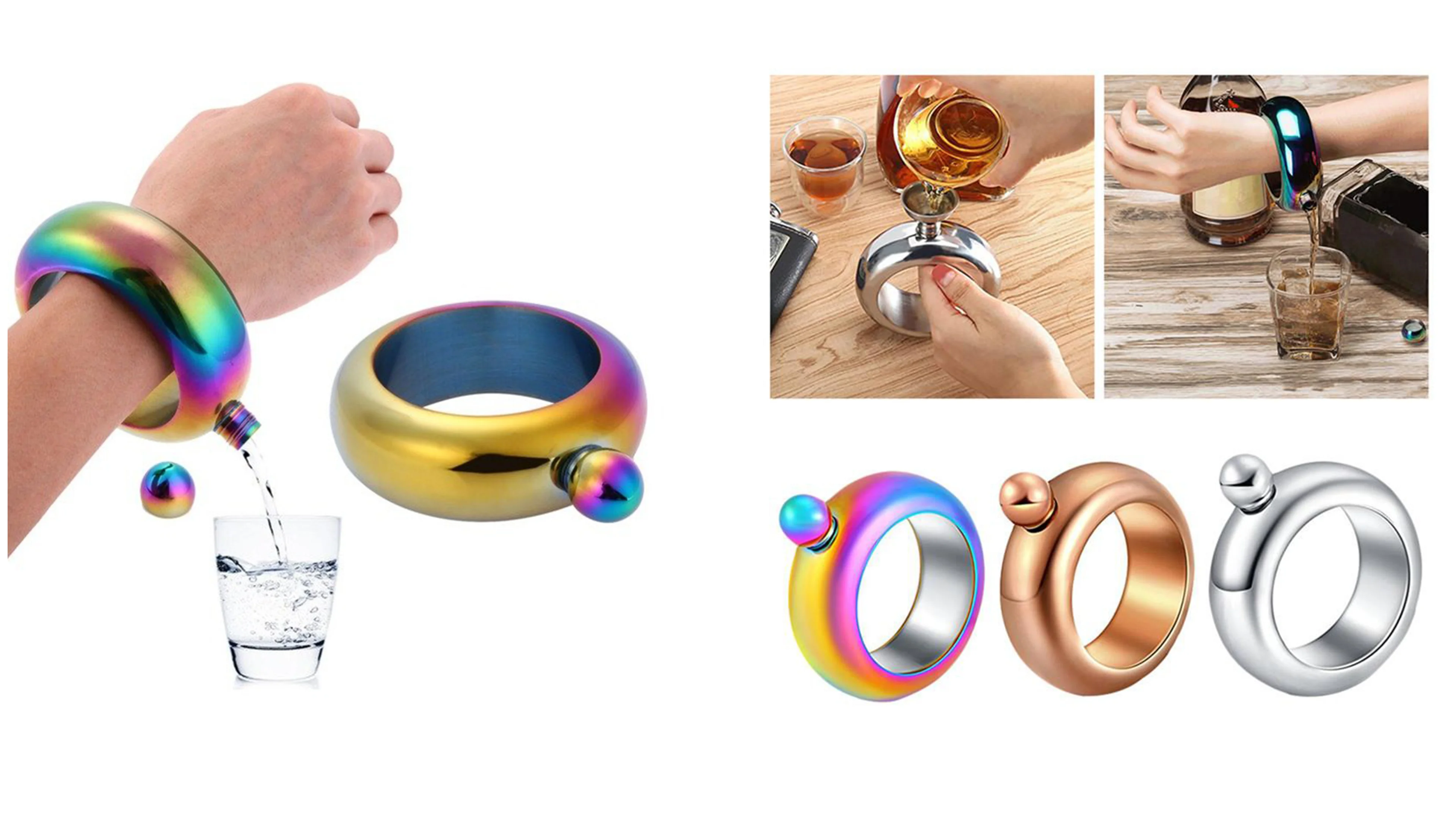 Stainless Steel Creative Hidden Booze Wine Pot Bangle Alcohol Jewelry ...