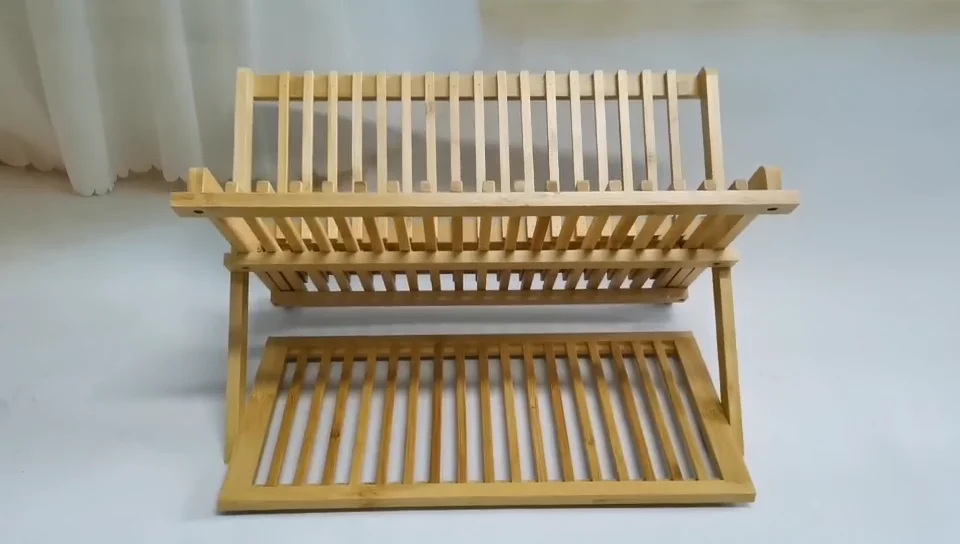 Combohome Dish Rack Plate Rack Collapsible Dish Drying Rack Bamboo ...