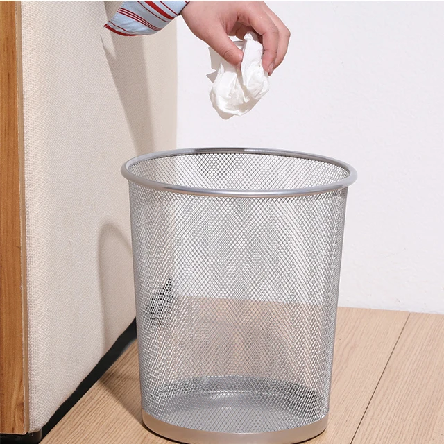 Household Metal Wire Mesh Trash Bin - Durable & Eco-friendly