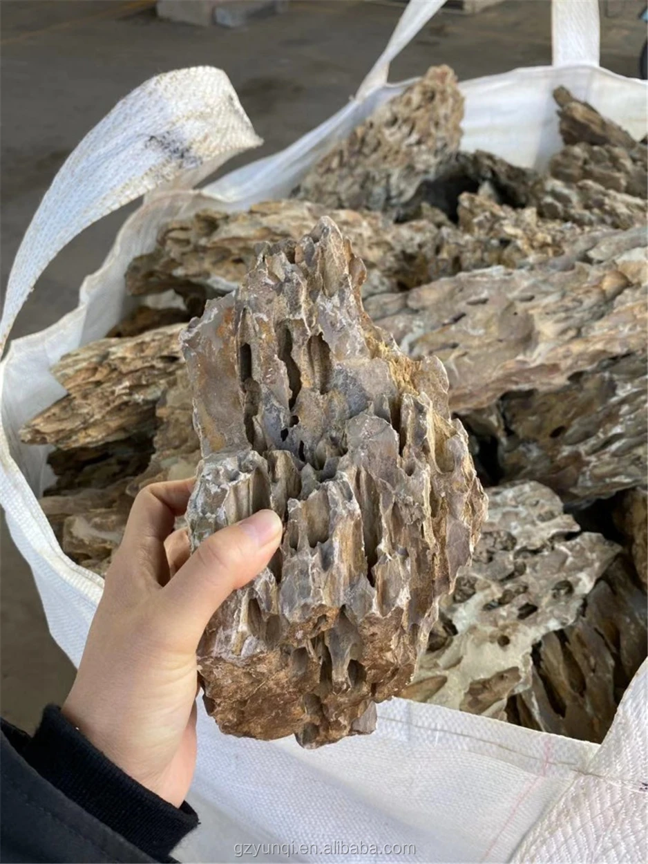 8-25cm Brown and Red and Yellow Dragon Bone Stone for Aquarium