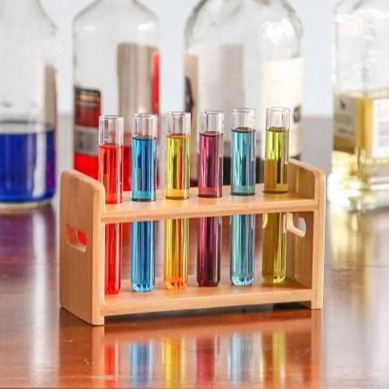 Wooden Colorimetric Glass Test Tube Rack - Creative & Functional