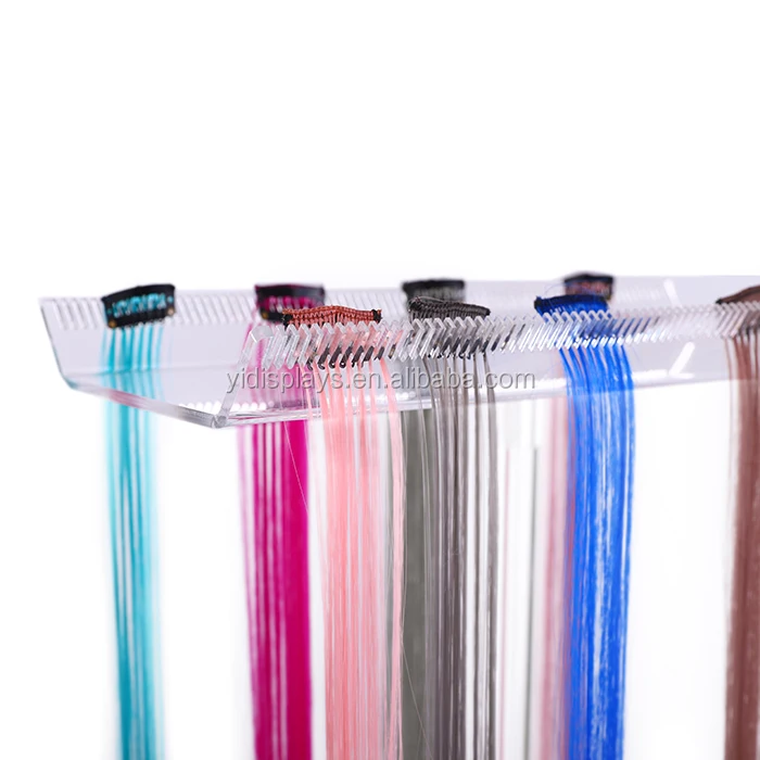 Yi Displays Rotating Acrylic Hair Extension Display Stand Clear Hair ...