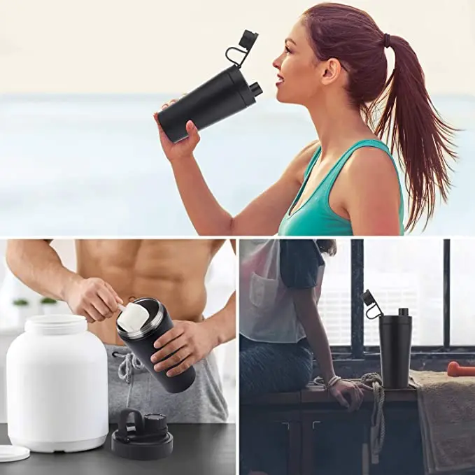 Blank Shaker Bottle Transparent 700ml Stainless Steel Shakers Protein ...