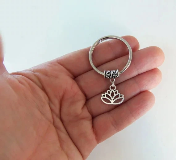 Lotus Car Keychain - Zen Party Favor & Customizable Gift