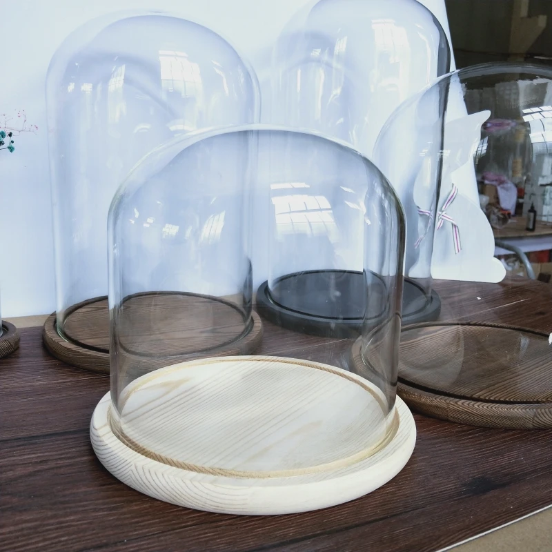 Glass Dome with Wood Base - Perfect for Displaying Roses