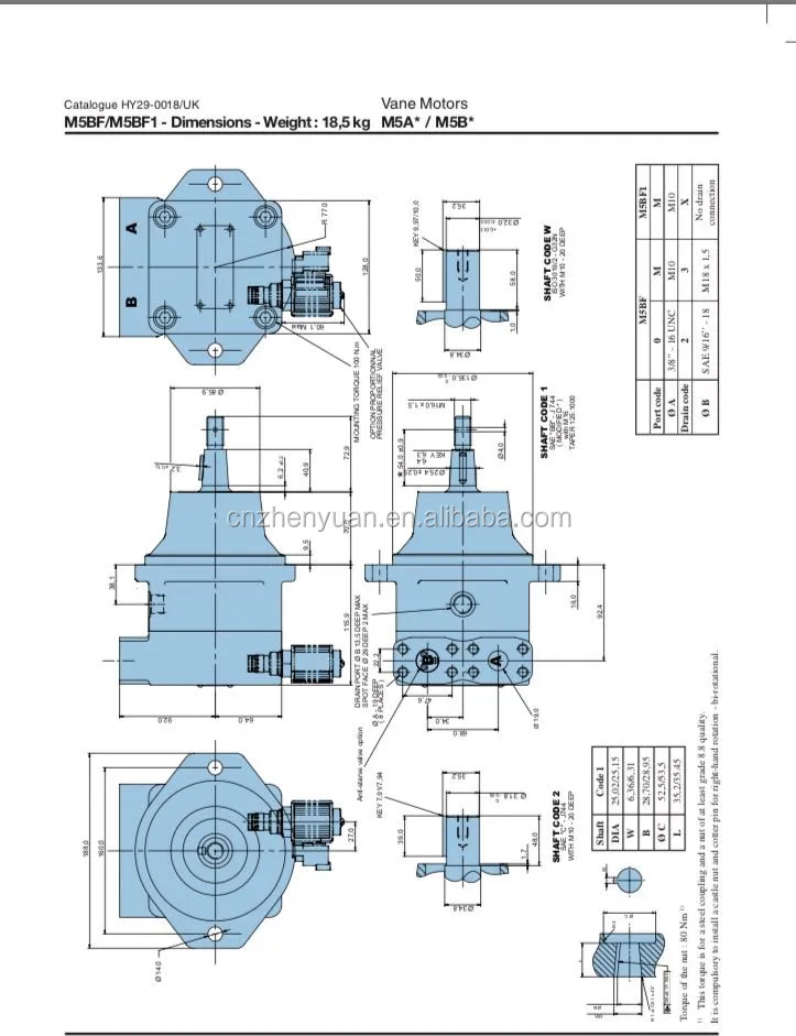 Parker M5 M4 High Performance Fan Drive Vane Motors M5af M5b/s M5bf Hydraulic Motor M5bs 012 ...