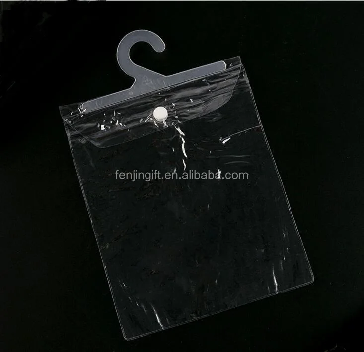 Custom PVC Hanger Bag with Snap - Ideal for Garment Packaging