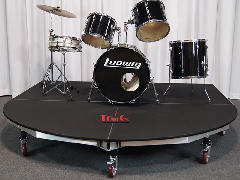 Tourgo Mobile Stage Drum Riser on Casters with Carpeted 6ft X 6ft