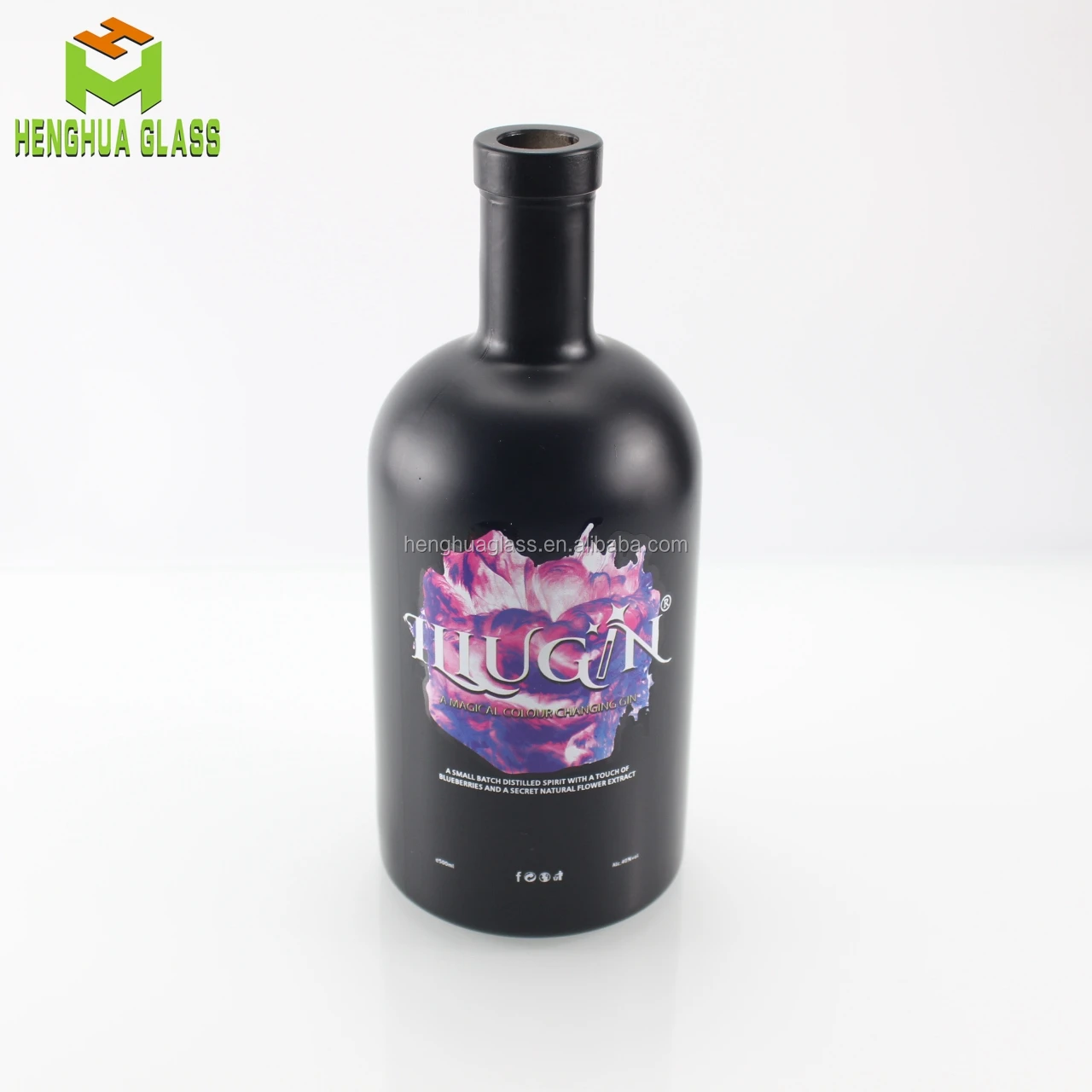 Botol Kaca Alkohol 700ml Matte Hitam Gaya Nordic Botol Spirit 500ml ...